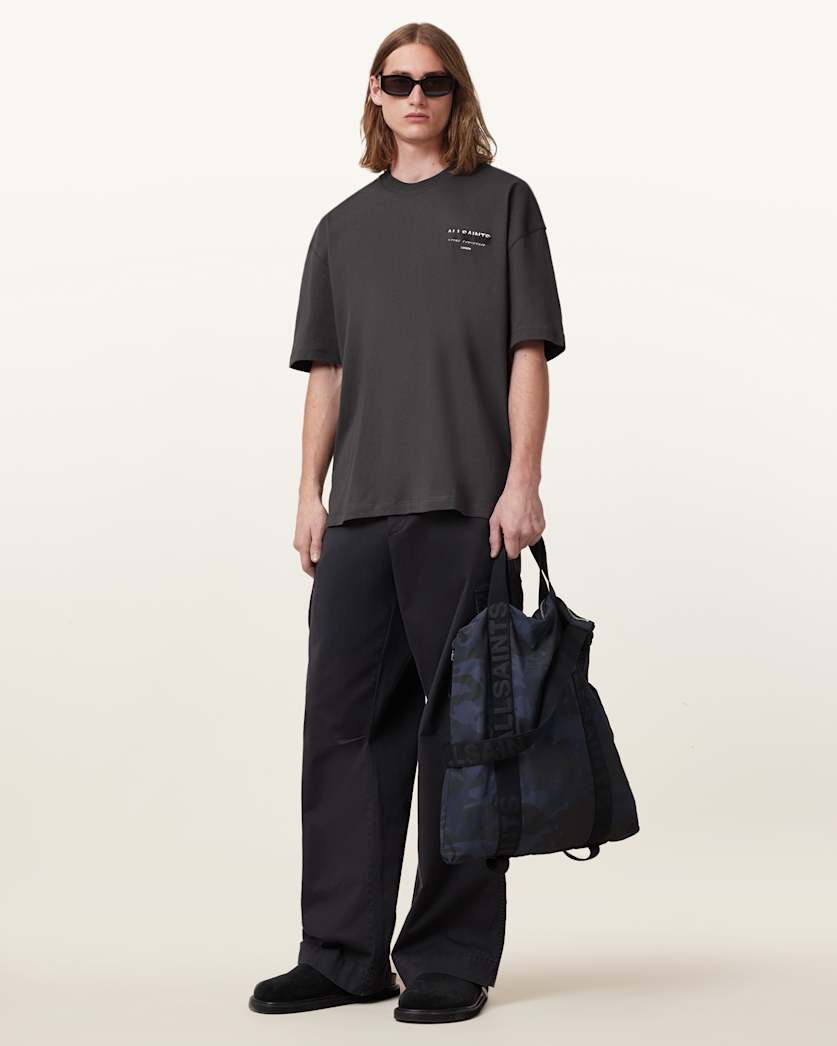 Redact Oversized Embroidered Logo T-Shirt Washed Black | ALLSAINTS US